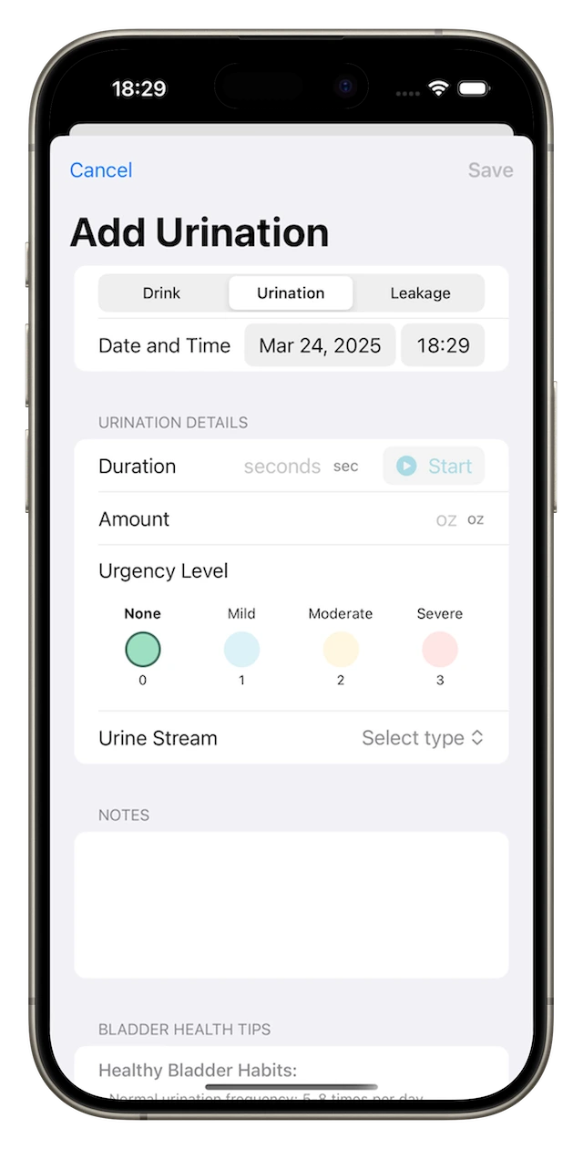 Bladder Journal: AI Bladder Diary